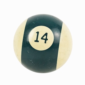 Vintage Pool Ball 14 Fourteen XIV Green White - Etsy