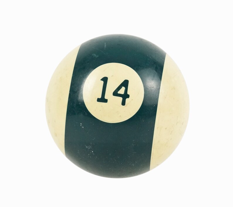 Vintage Pool Ball 14 Fourteen XIV Green White | Etsy
