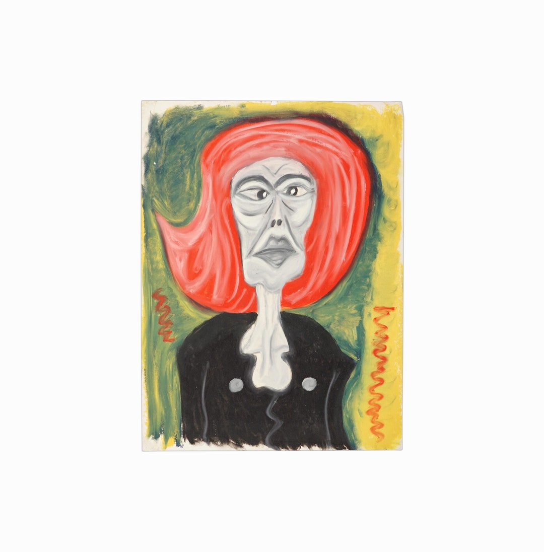1991 David Cook Pastel Painting on Paper Portrait Pastels Drawing Pop ...