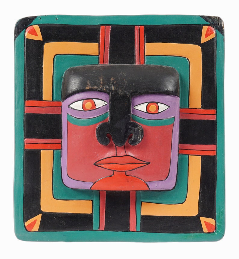 Laurel Burch Tribal Wooden Mask Wall Sculpture Folk Art - Etsy