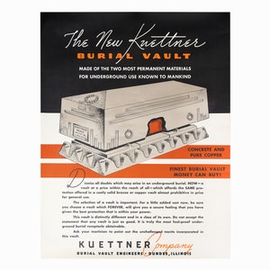 1960s Kuettner Burial Vault Print Advertisment Funeral Home Vintage - Etsy
