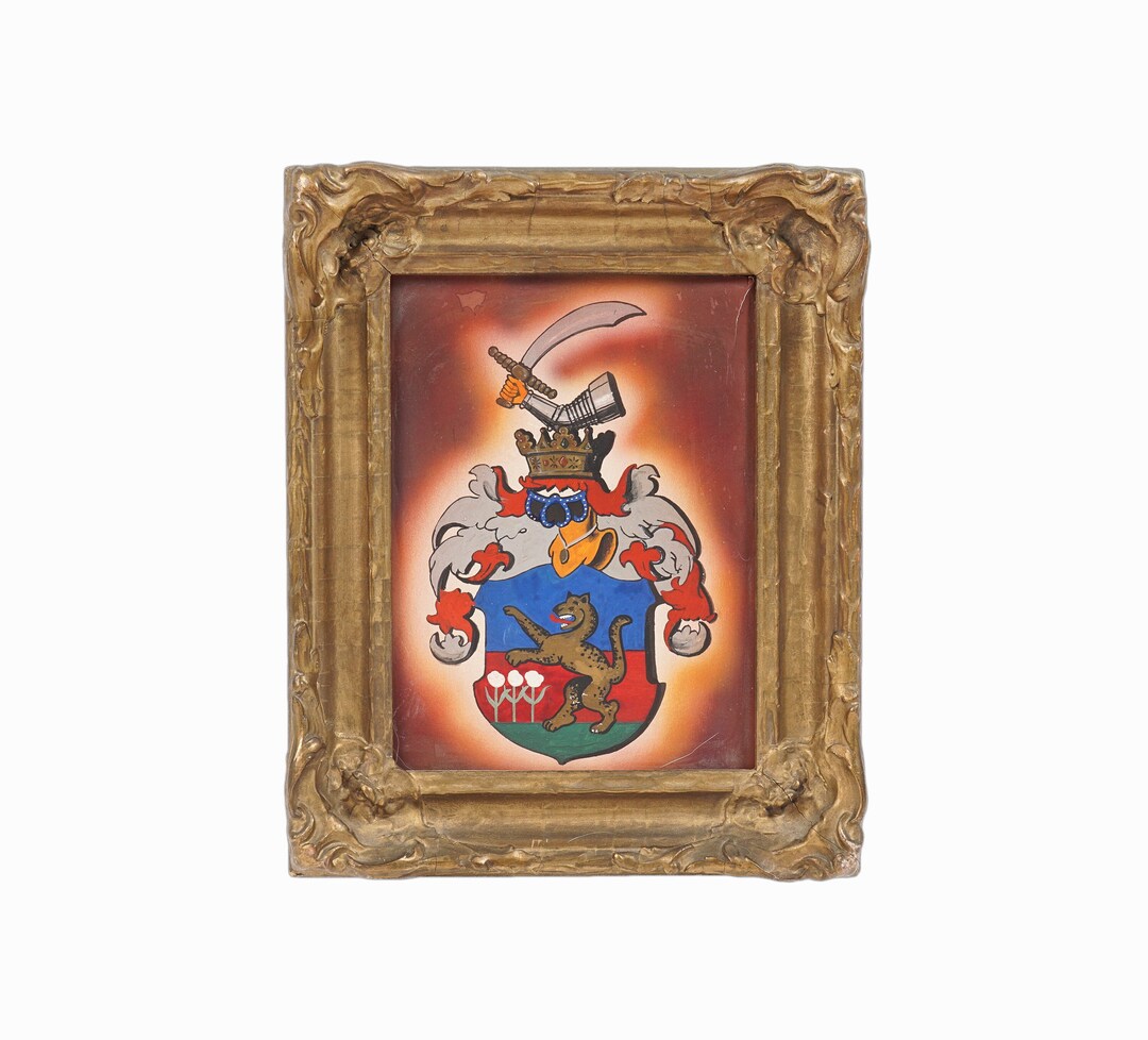 Vintage Painting on Paper Crest Heraldry - Etsy