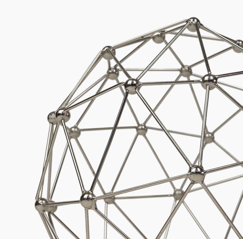Mid Century Polygon Sculpture Silver Polyhedron Geometric Sculpture ...