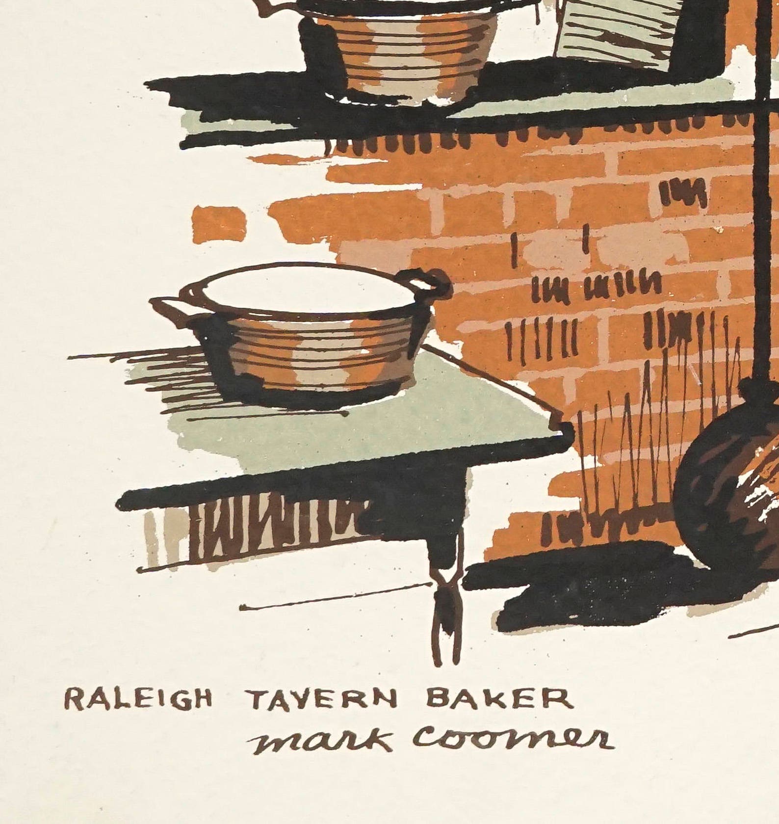 Mark Coomer Serigraph Raleigh Tavern Baker Bread Bakery Print Vintage ...