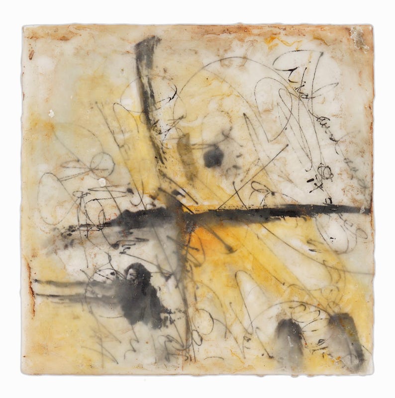 Kathy Blankley Roman Encaustic Painting Mixed Media Ceramic Tile ...