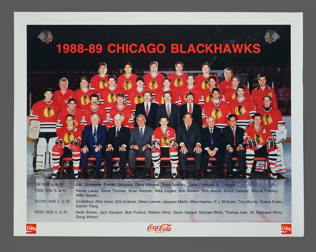 1988-89 Chicago Blackhawks Poster 17 X 22 Vintage NHL Hockey Team ...