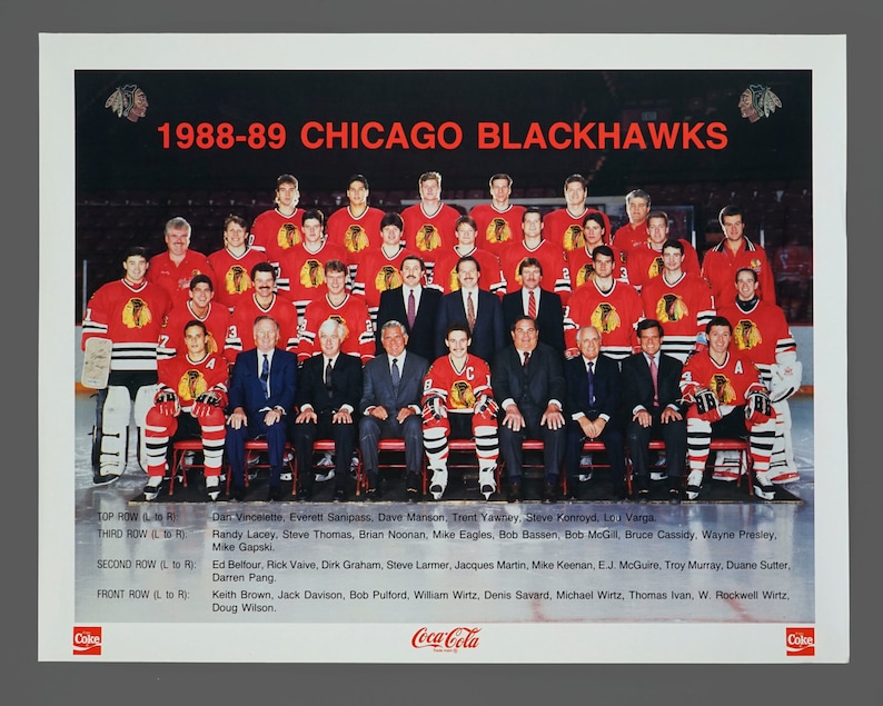 1988-89 Chicago Blackhawks Poster 17 x 22 Vintage NHL Hockey | Etsy