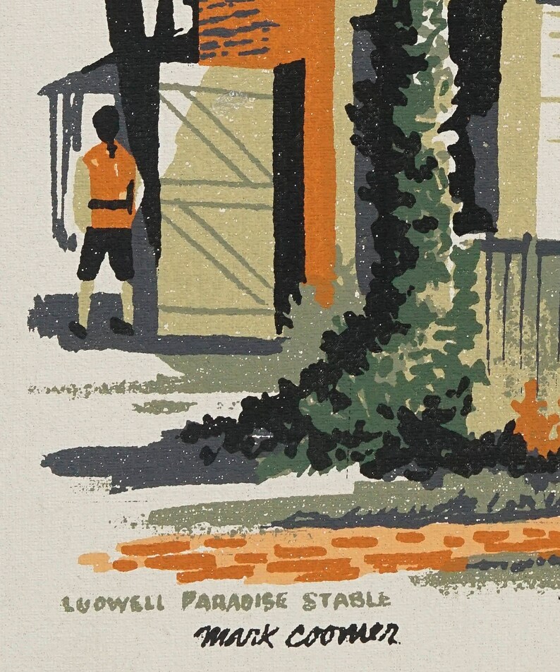 Mark Coomer Serigraph Ludwell Paradise Stable Print Vintage Art ...