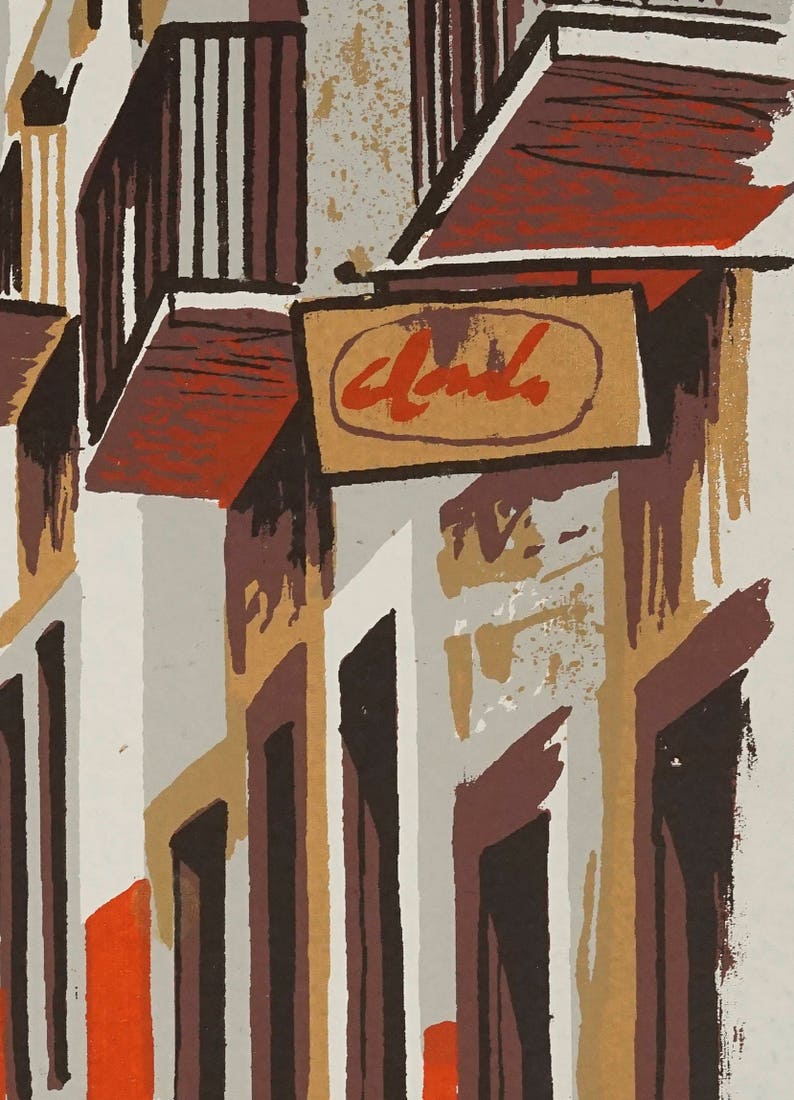 Mark Coomer Serigraph Street Vendor Hawker Street Scene Print Vintage ...
