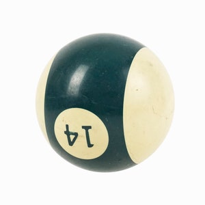 Vintage Pool Ball 14 Fourteen XIV Green White - Etsy