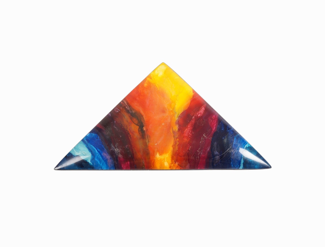 1995 Nicholas Mirandon Abstract Triangular Rainbow Resin Wall Sculpture ...