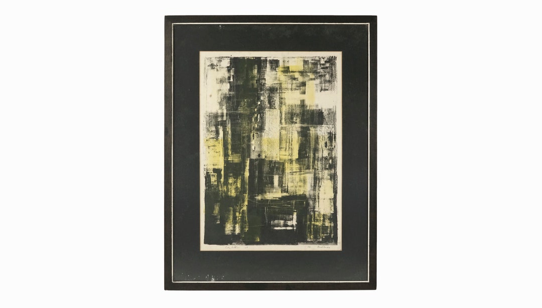 1954 Abstract Lithograph "city Pattern" Mid Century Modern Print ...