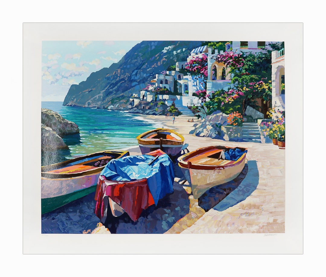 1996 Howard Behrens "capri Boats" Print on Paper - Etsy