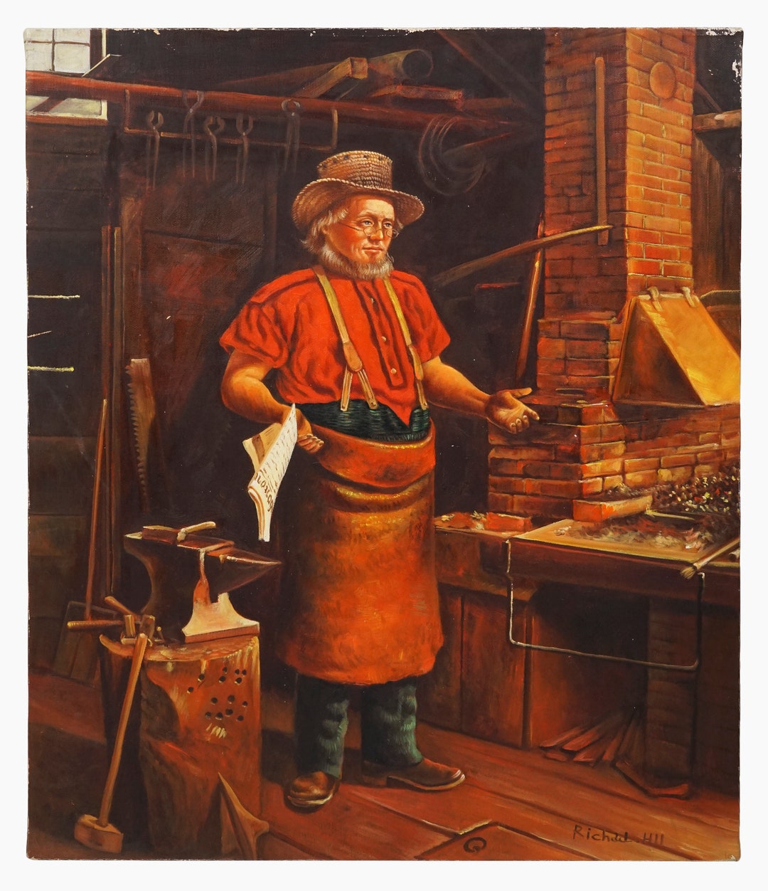 Richard Hill Acrylic Painting Blacksmith Metalsmith - Etsy
