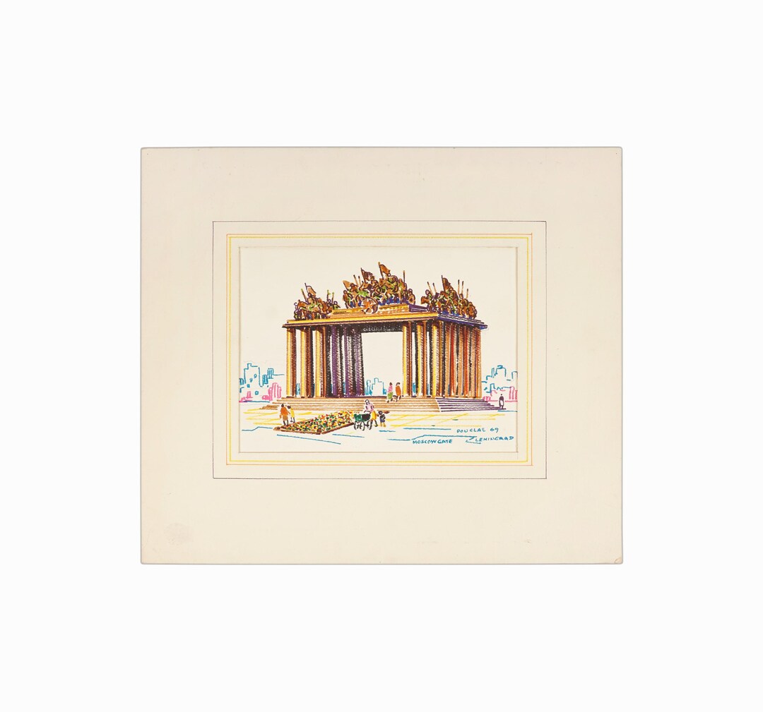 1969 Moscow Triumphal Gate Marker Painting on Paper Vintage - Etsy