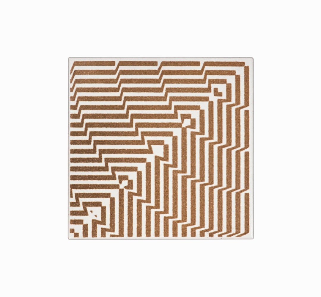 Italian Ceramic Tile Geometric Pattern Brown Lines Abstract - Etsy
