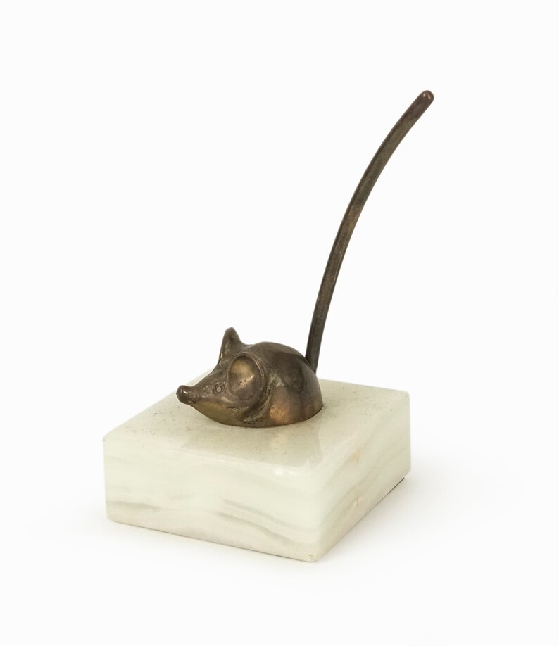 Brass Mouse Sculpture Miniature Figurine Marble Base Mid - Etsy