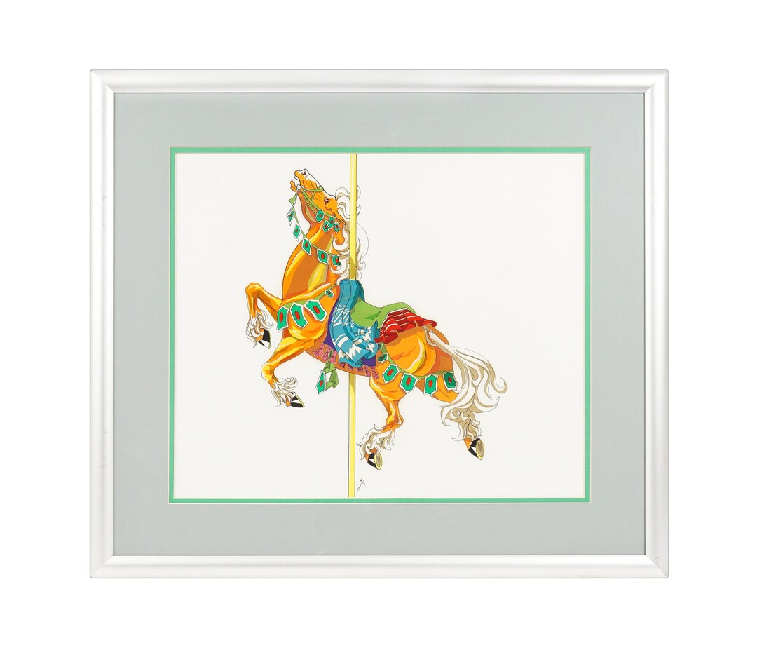 Nancy H. Strailey Carousel Horse Mixed Media Painting - Etsy
