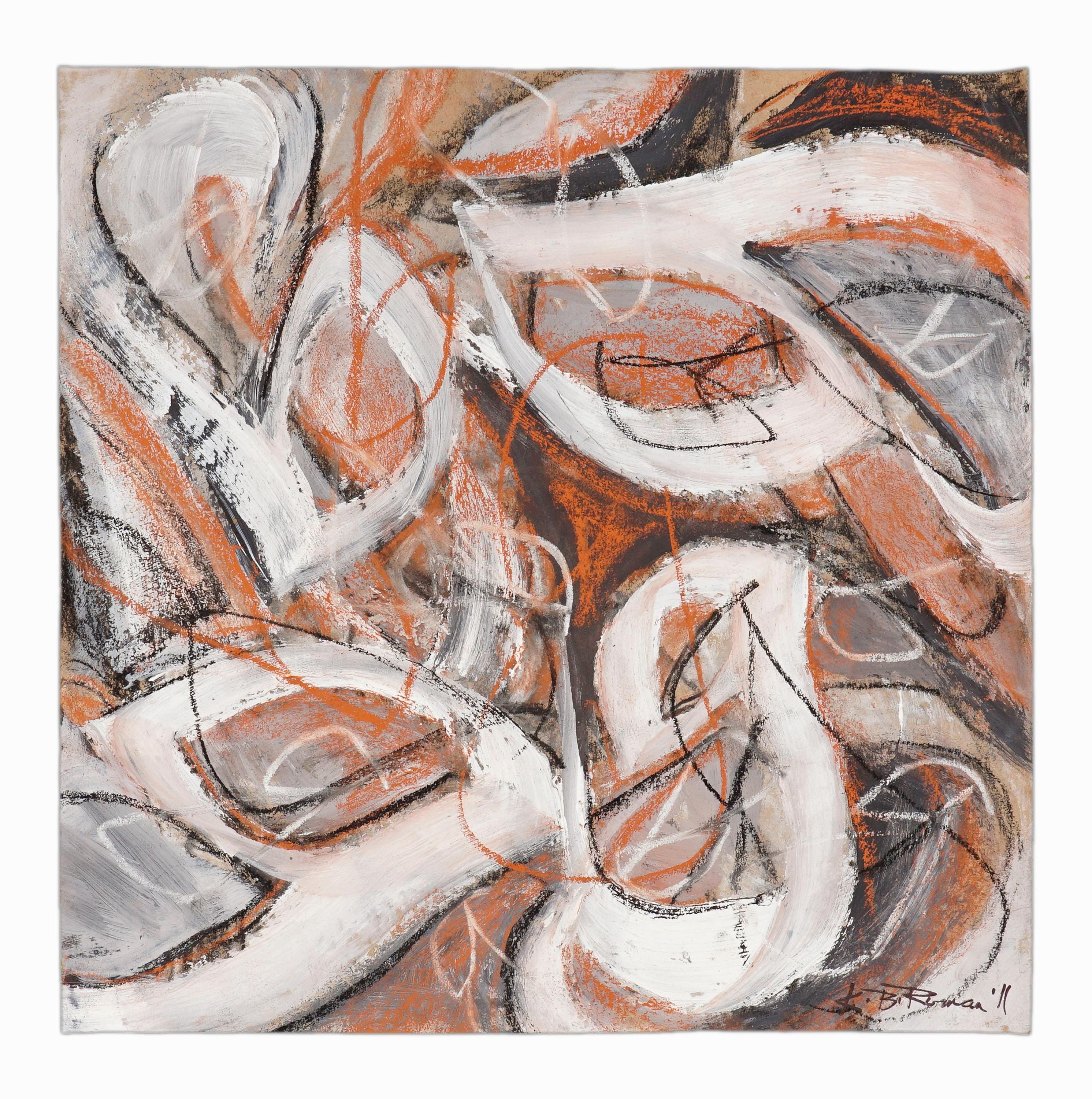 Kathy Blankley Roman Oil Painting on Paper Abstract Expressionist White ...