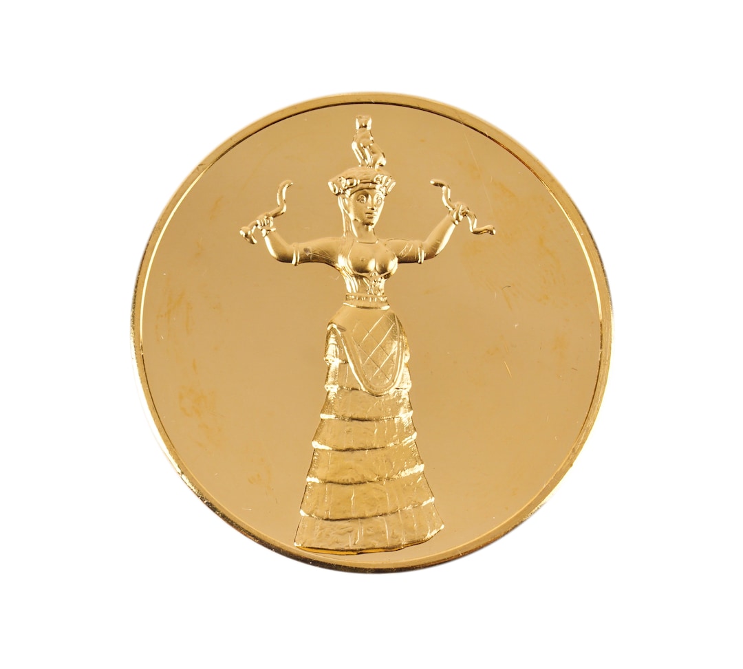 24k Gold Plated Bronze Medal Coin Snake Goddess - Etsy