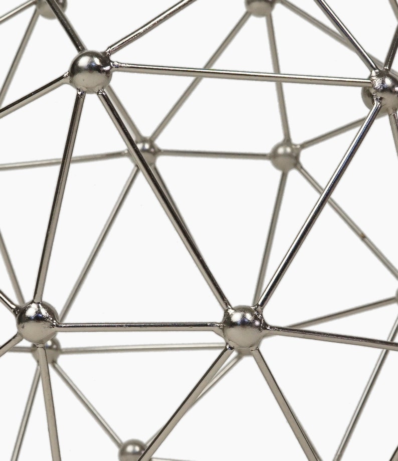 Mid Century Polygon Sculpture Silver Polyhedron Geometric Sculpture ...