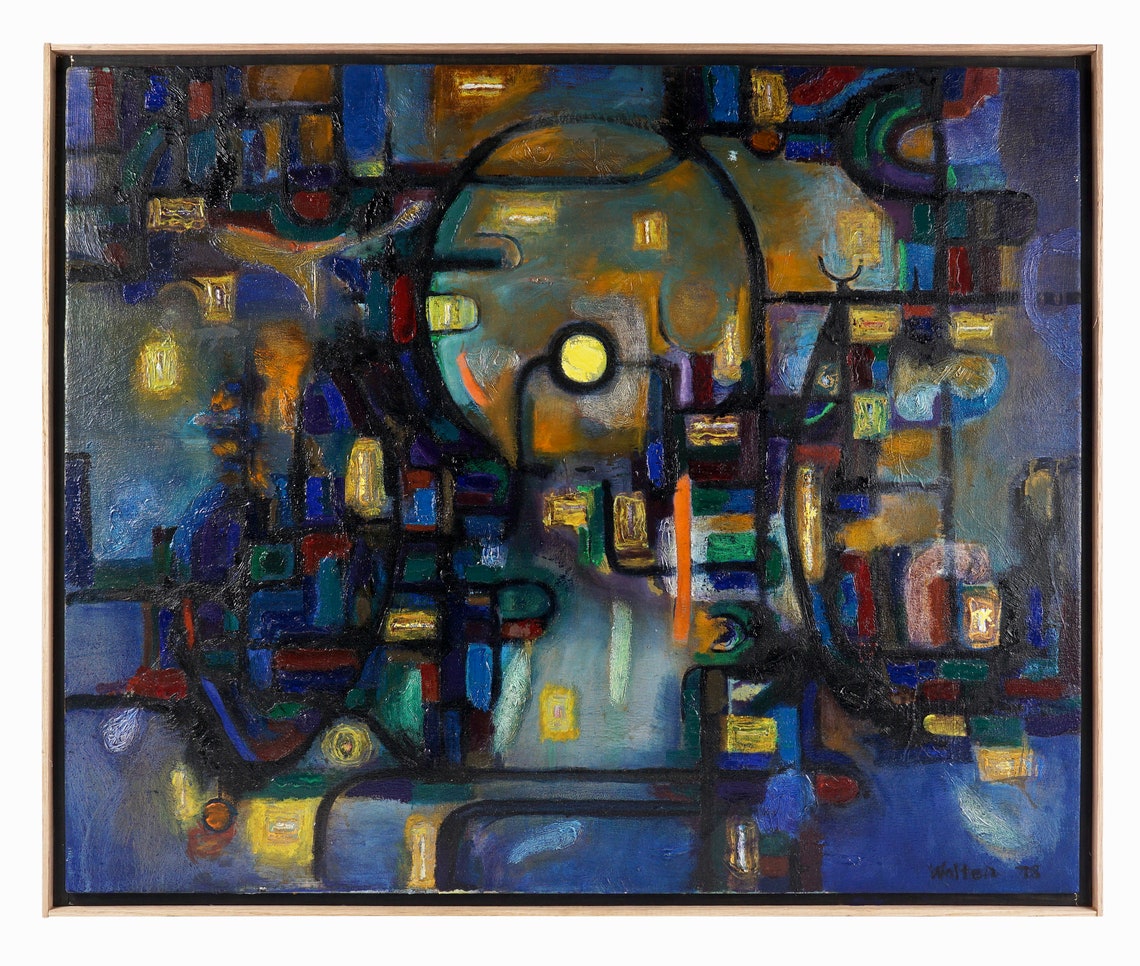 1978 Walter Myers Abstract Oil Painting on Canvas Mid Century Modern - Etsy