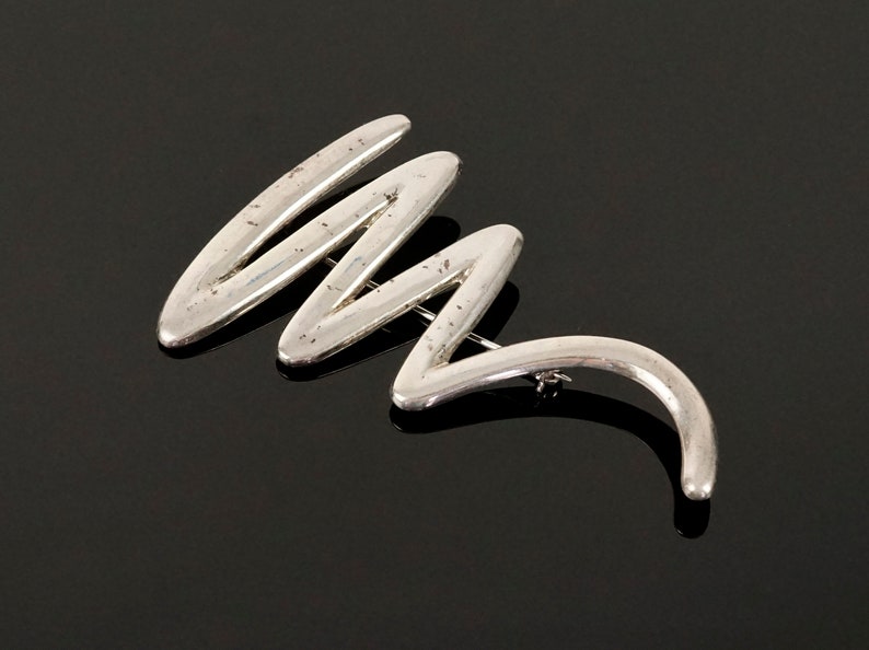 Sterling Silver 925 Zig Zag Pin Brooch Vintage Zigzag | Etsy