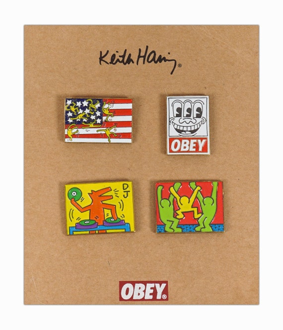 Keith Haring Pin Vintage Keith Haring x Obey Collecti… - Gem