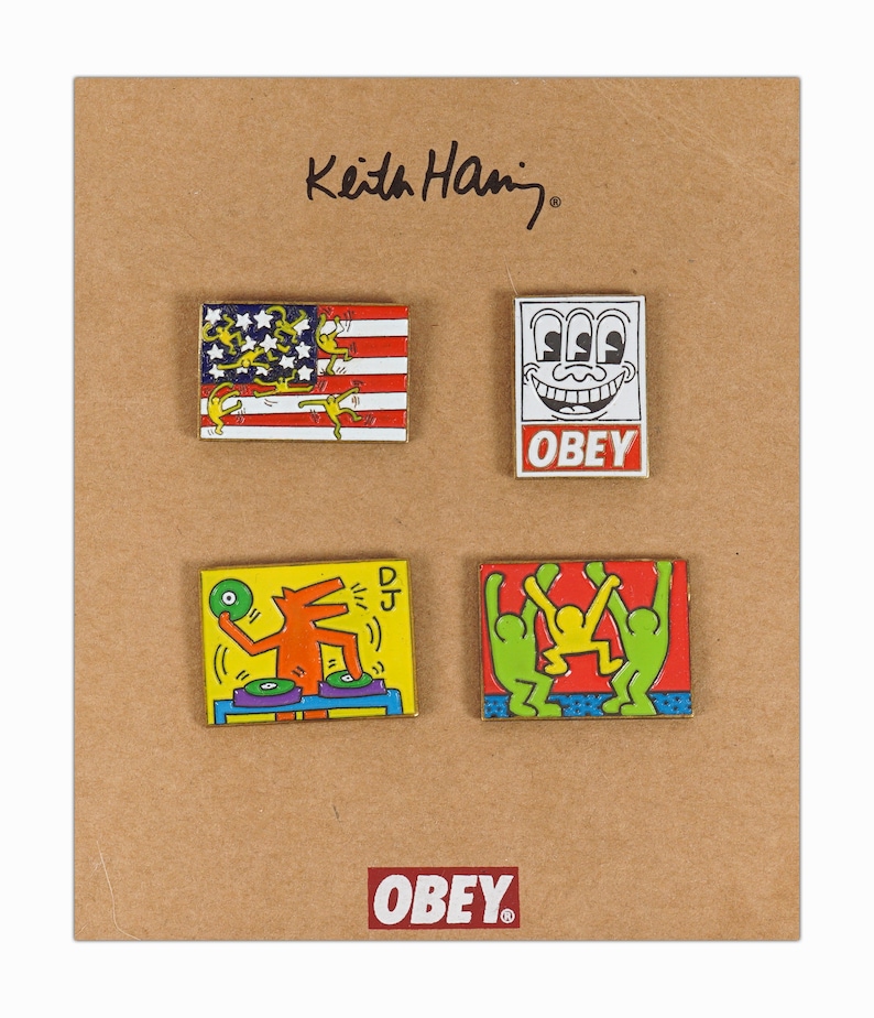 Keith Haring Pin Vintage Keith Haring X Obey Dancing Figures - Etsy