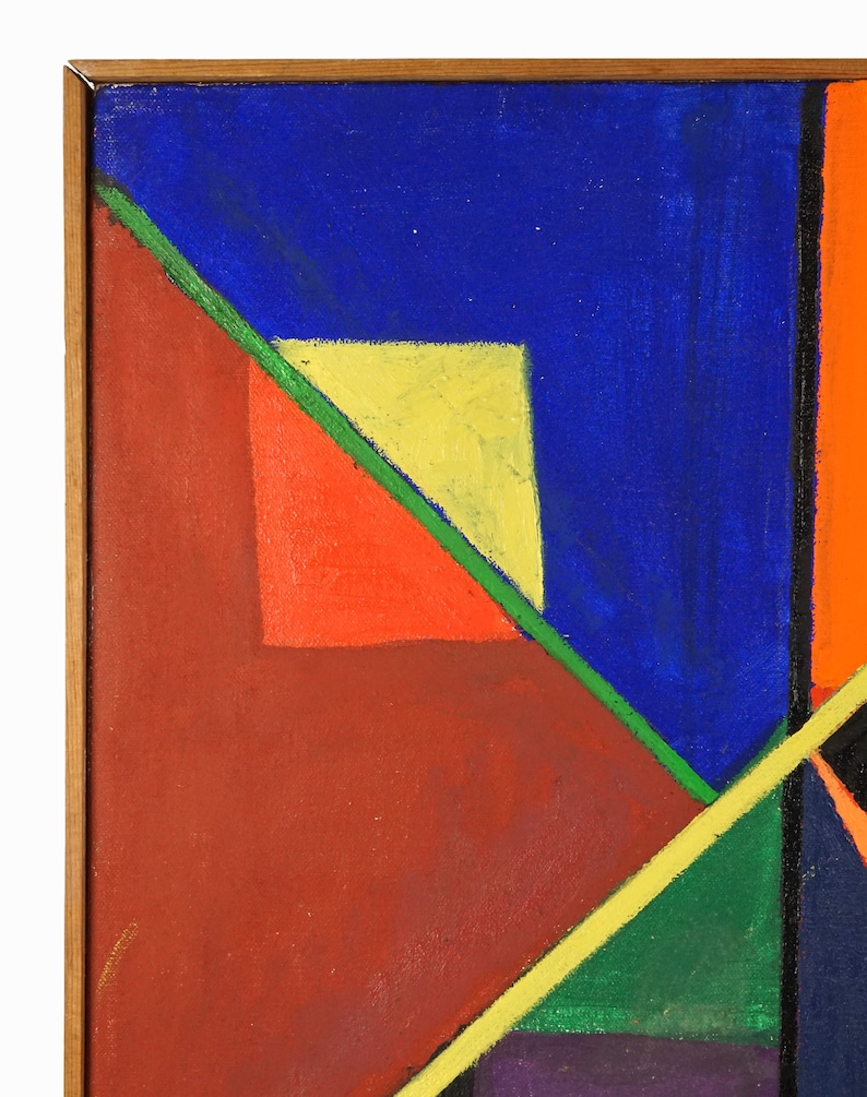 1978 Ray Simms Abstract Oil Painting on Canvas Mid Century Modern ...