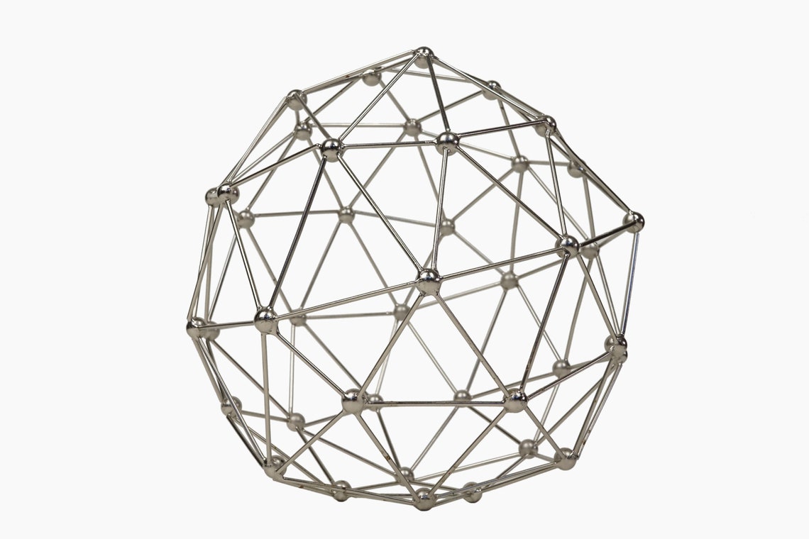 Mid Century Polygon Sculpture Silver Polyhedron Geometric | Etsy