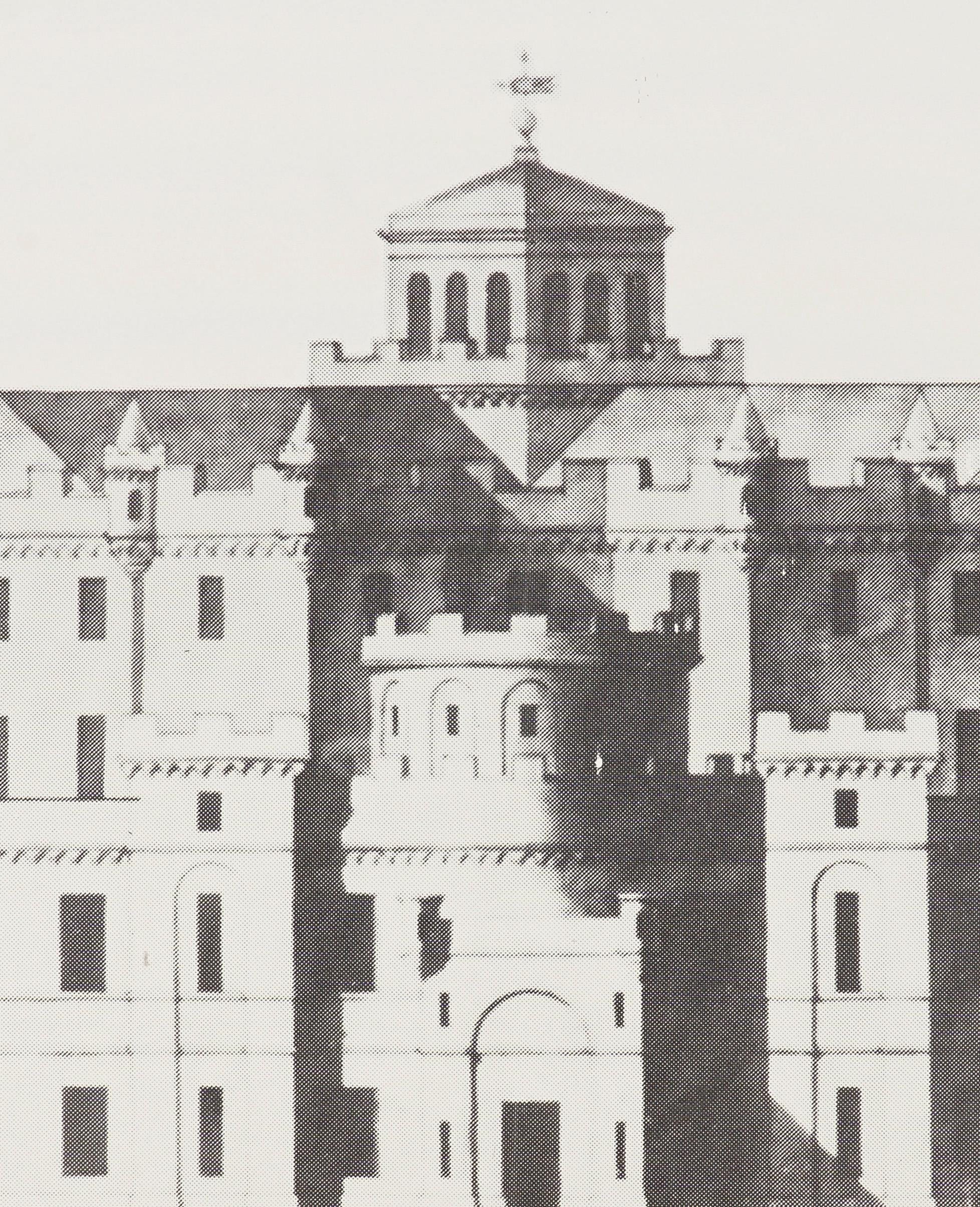 Vintage Architectural Serigraph on Paper Castle Pointillist Print - Etsy