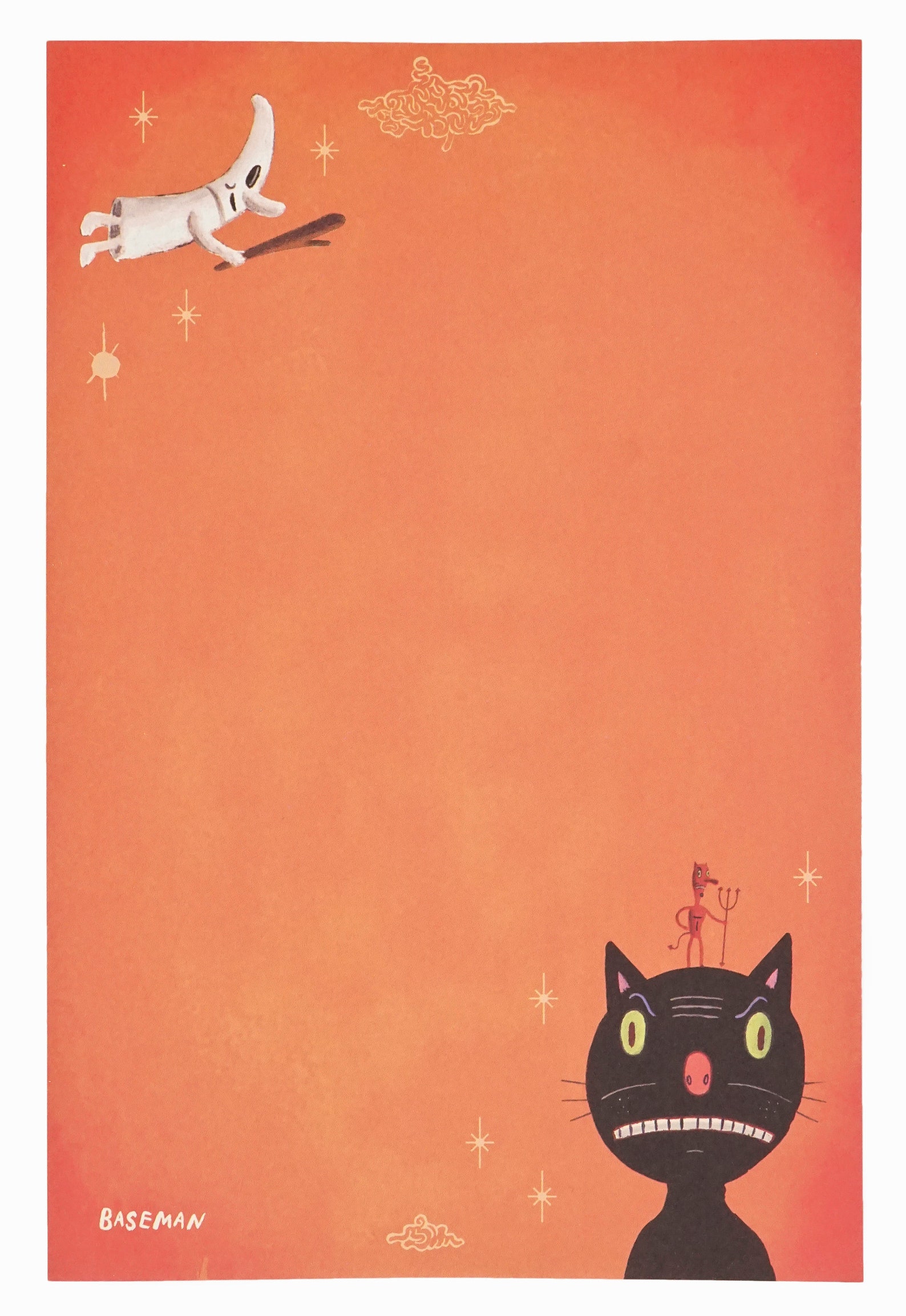 Gary Baseman Writing Paper Sheet Black Cat Serenade | Etsy