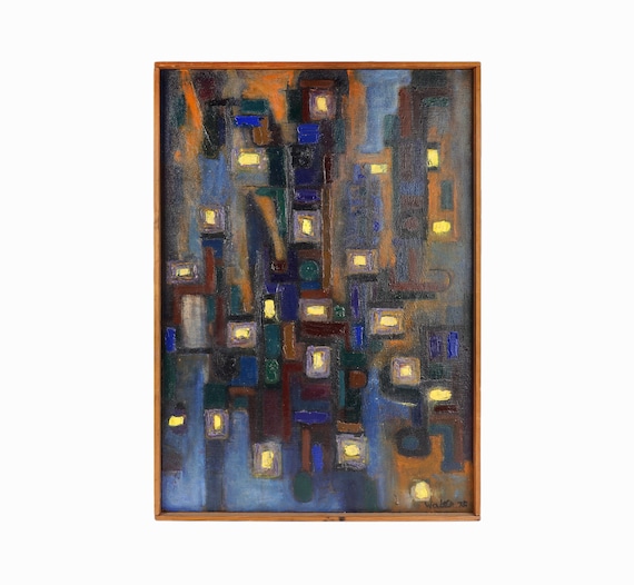 1975 Walter Myers Abstract Oil Painting on Canvas Mid Century - Etsy