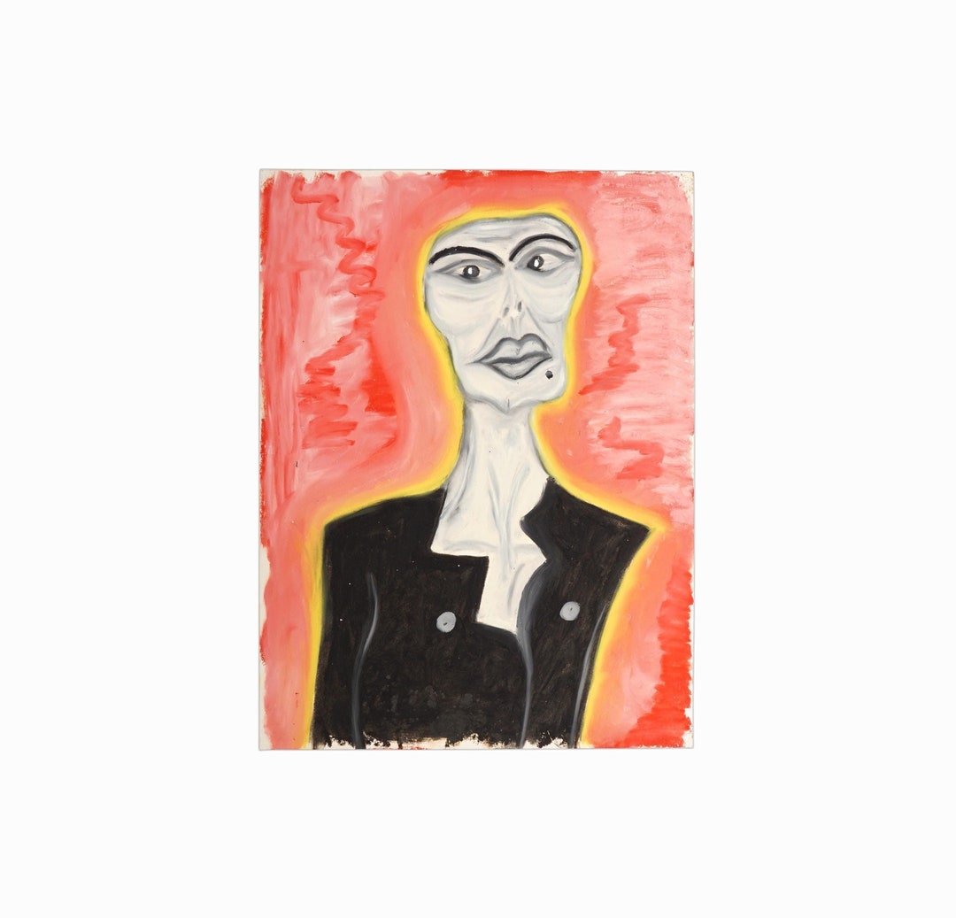 1991 David Cook Pastel Painting on Paper Portrait Pastels Drawing Pop ...