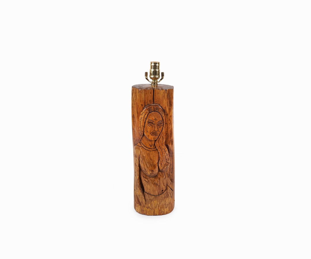 Hand Carved Wooden Lamp Relief Carving - Etsy