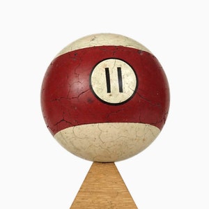 Number 11 Striped Pool Ball Clay Billiard Ball Size 2.25 Eleven XI Red ...