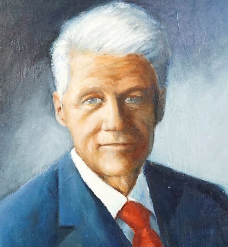 Bill Clinton Oil Painting Vintage Presidential Portrait - Etsy