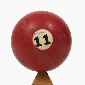 No. 11 Pool Ball Miniature Clay Billiard Ball Size 1.5" Red Eleven XI ...