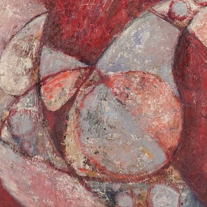 1934 S. Kaiser Abstract Oil Painting on Canvas Mid Century Modern ...