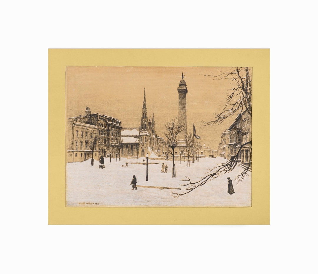 1925 Gabrielle D. Clements Etching on Paper Print Winter Mount Vernon ...