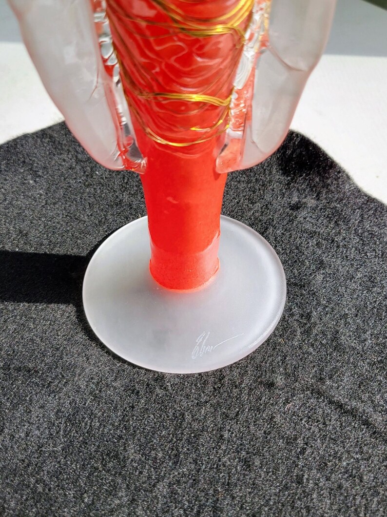 MCM Elena Graure Manta Red Art Glass Candle Holder - Etsy