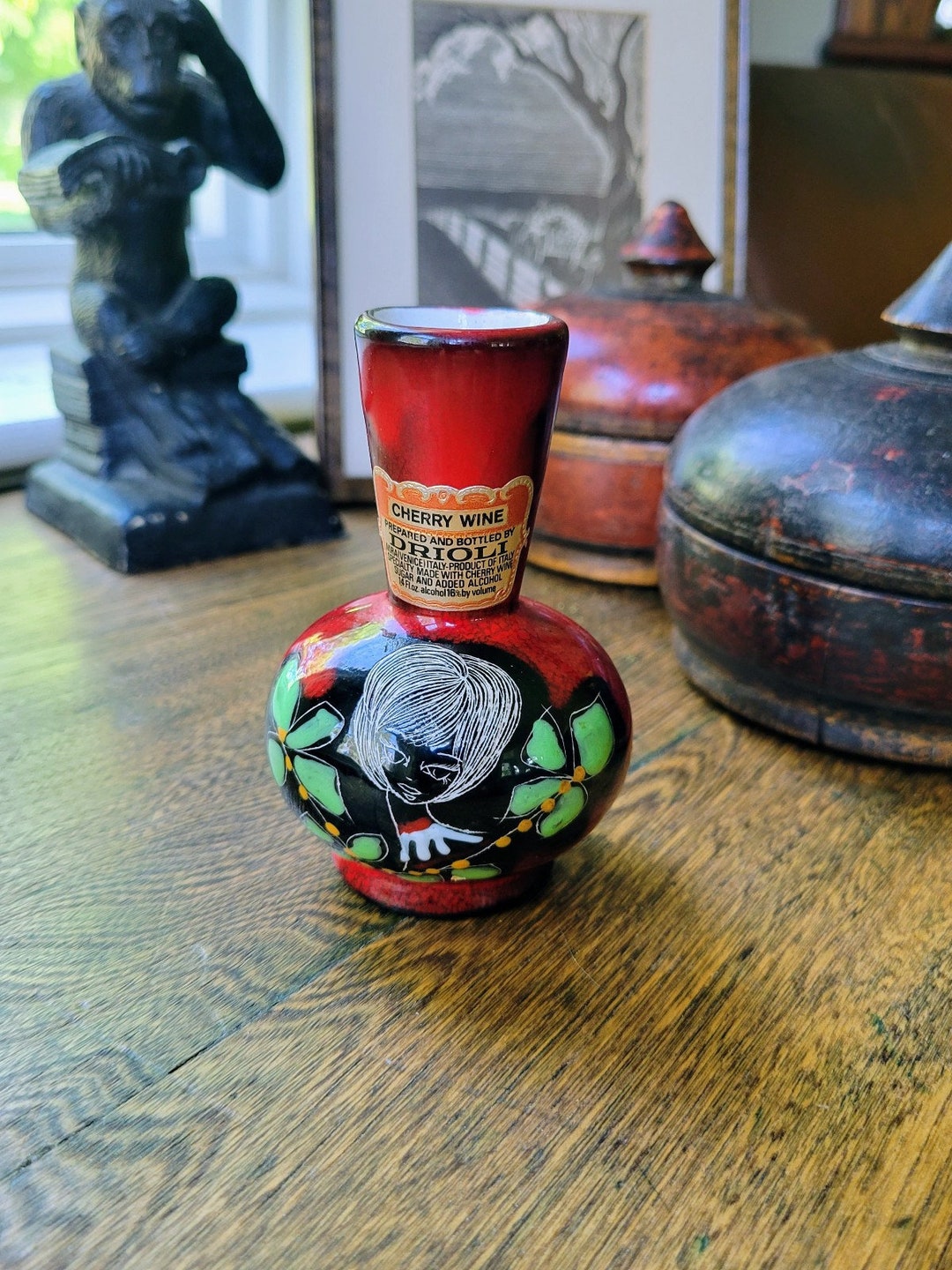 Vintage Drioli 'cherry Wine' Hand Painted Ceramic Bud Vase - Etsy