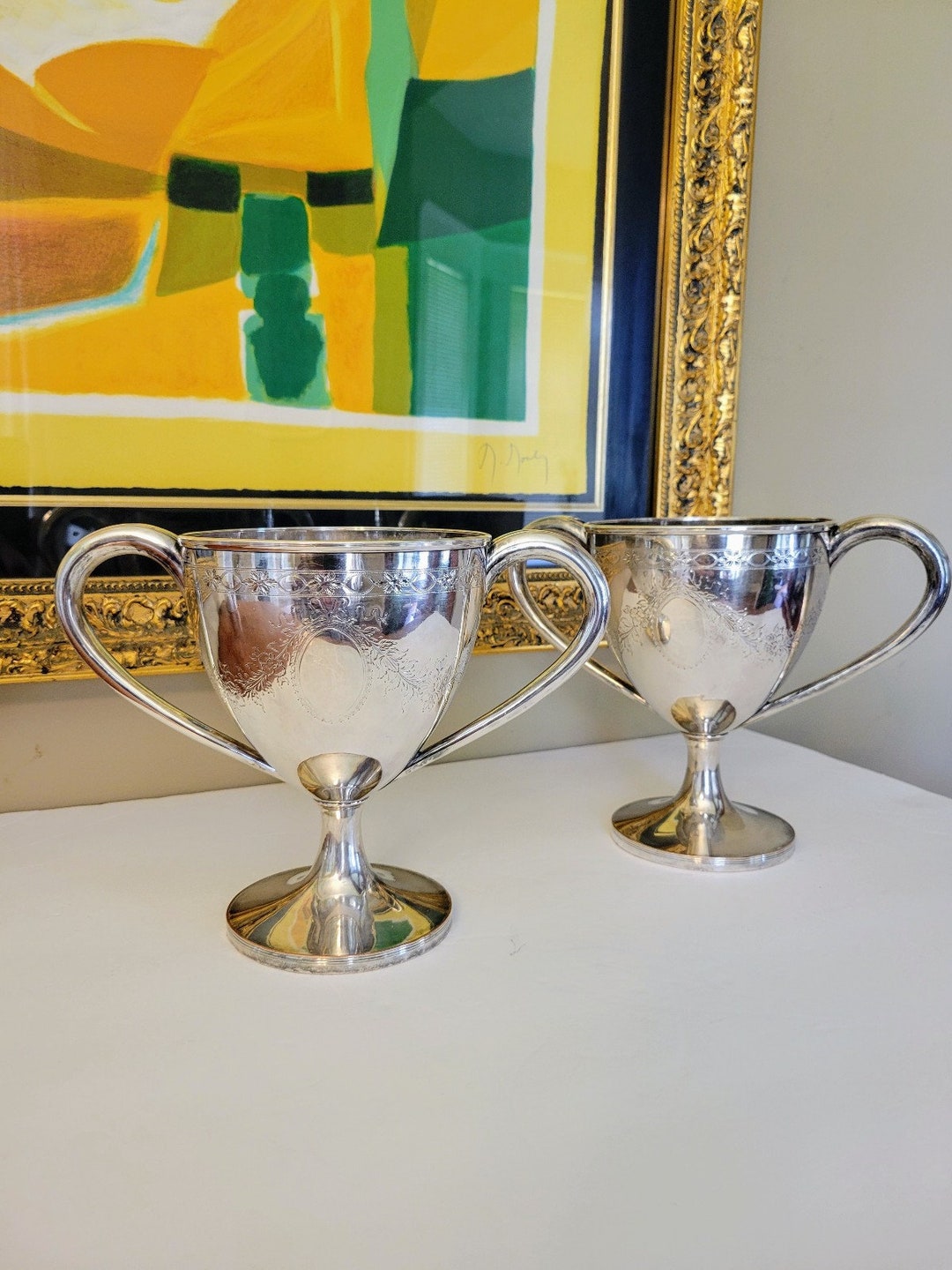 Matched Pair of George III Silver Plate Loving Cups - Daniel Holy ...