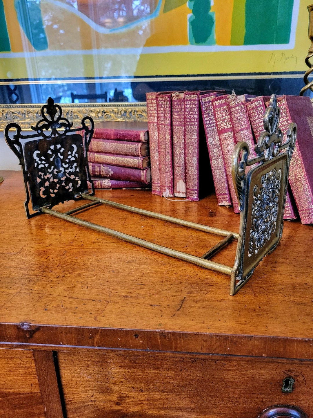 Art Nouveau Brass Adjustable Folding Book Rack - Etsy