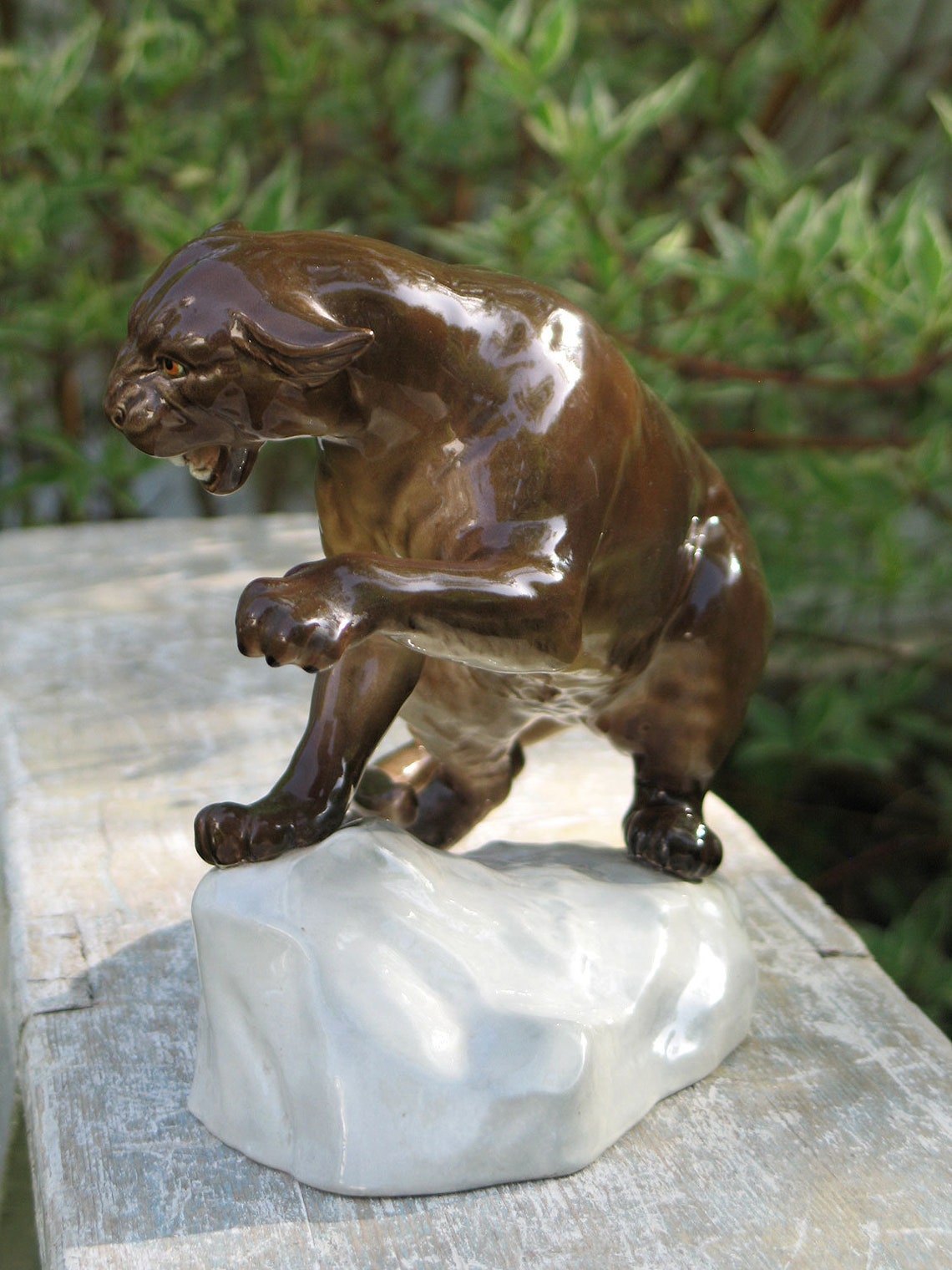 Vintage Beswick Pottery Puma on a Rock 1702 | Etsy