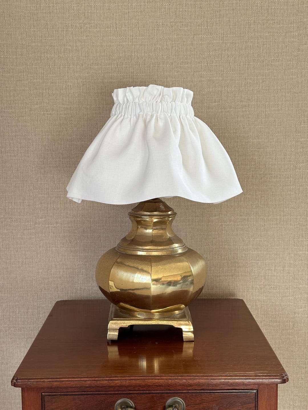 White Frill Scrunched Fabric Lampshade - Etsy