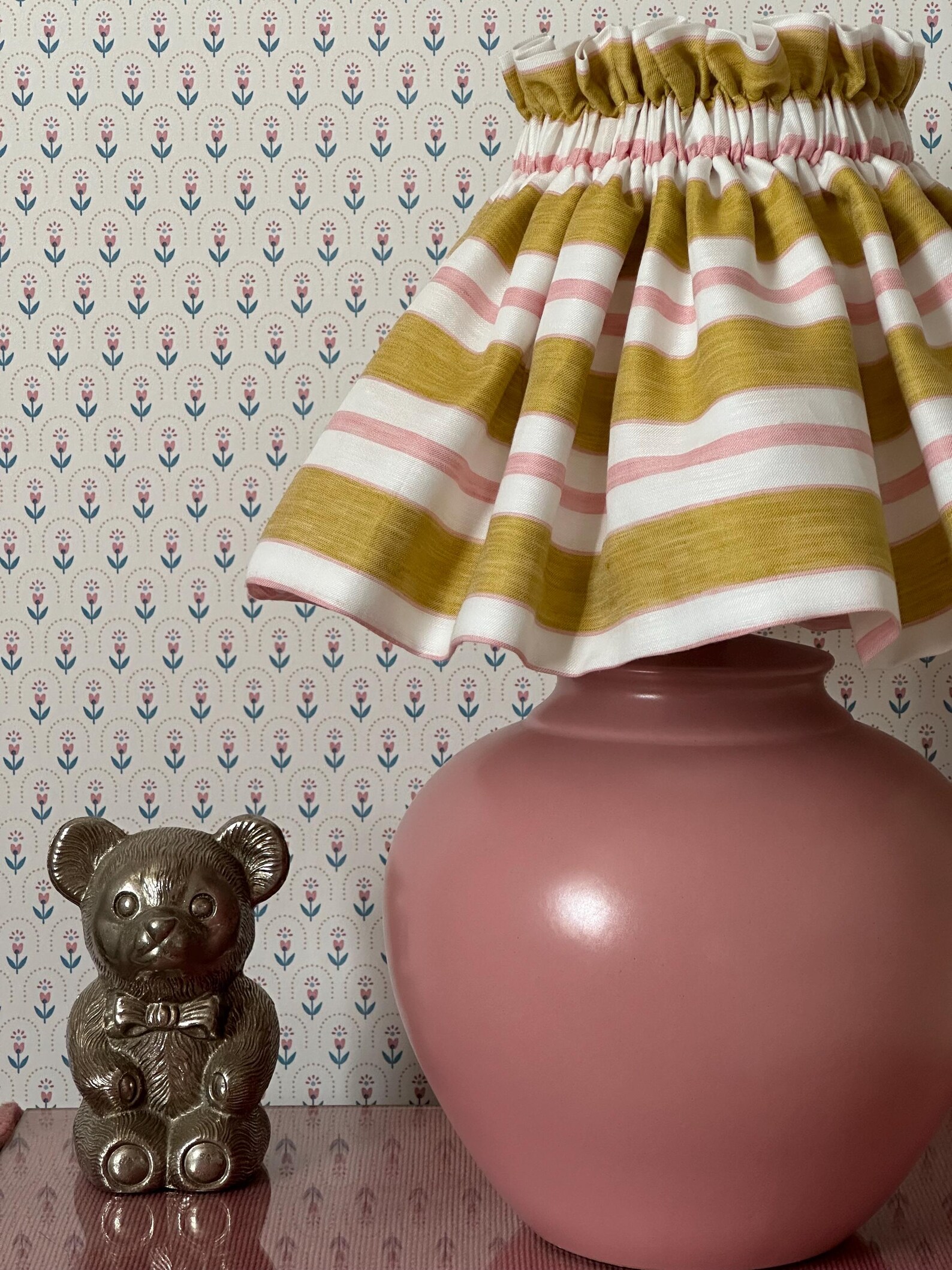 Yellow and off White Horizontal Stripe Gathered Fabric Lampshade - Etsy