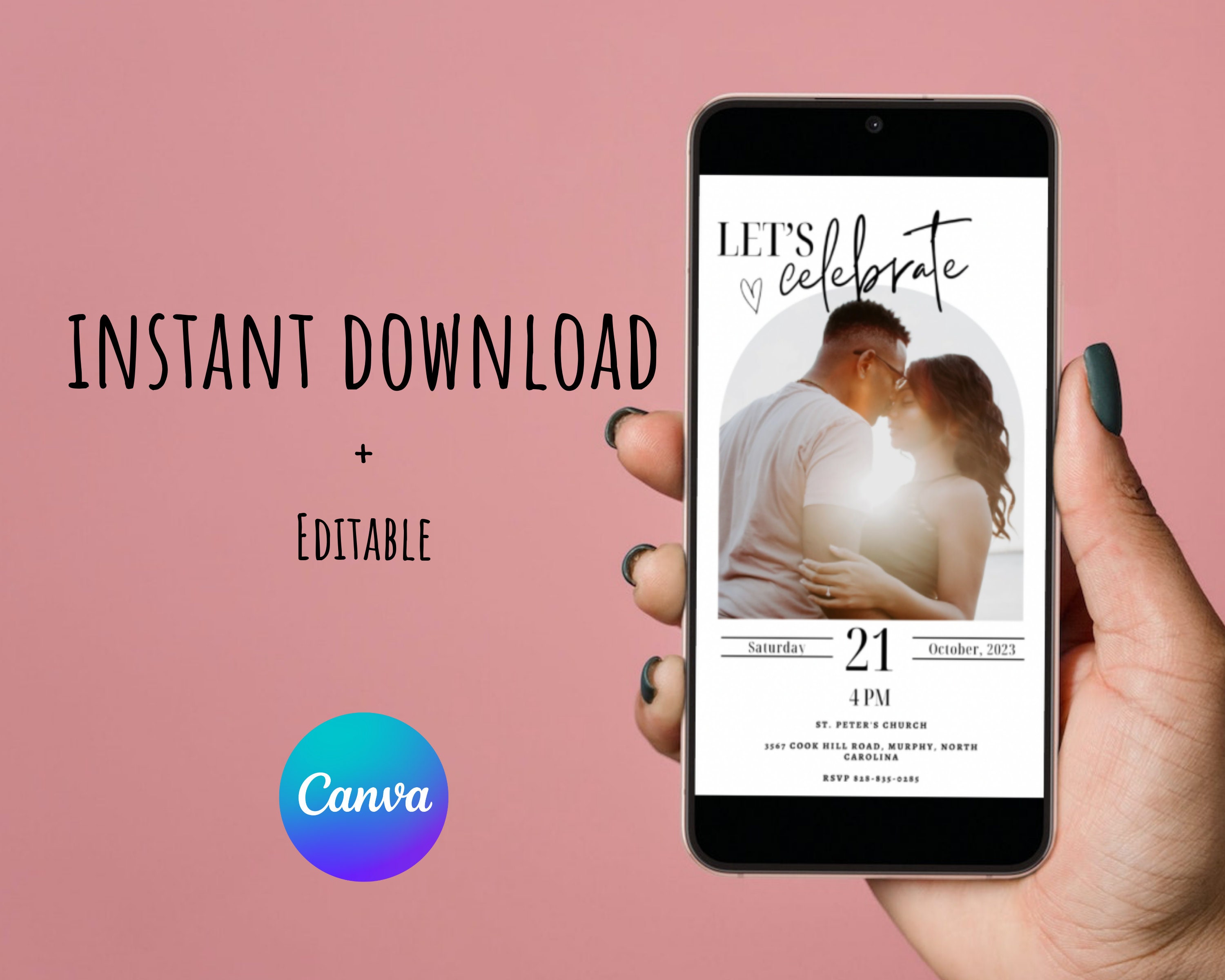 Digital Engagement Party Invitation Template With Photo, Engagement ...