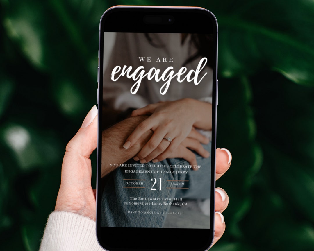Digital Engagement Party Invitation Template With Photo, Engagement ...